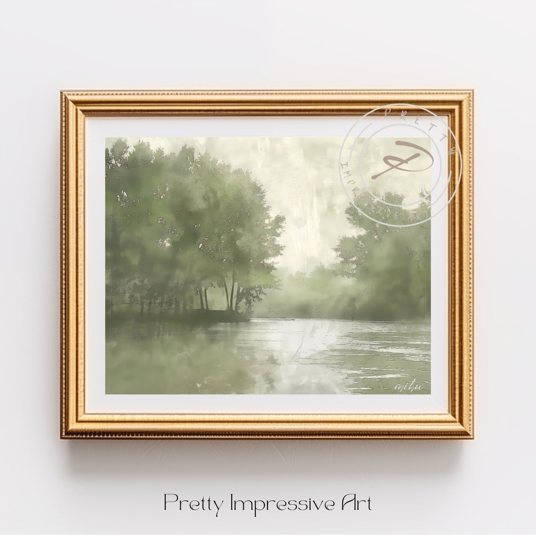 Landscape Art Print, Riverside Painting, Soft Tones, French Landscapes ...