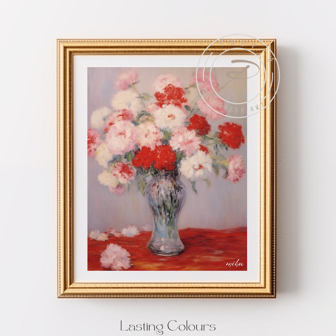 Monet World, Peonies, Vase of Peonies, Bouquet of Carnations, Vintage ...