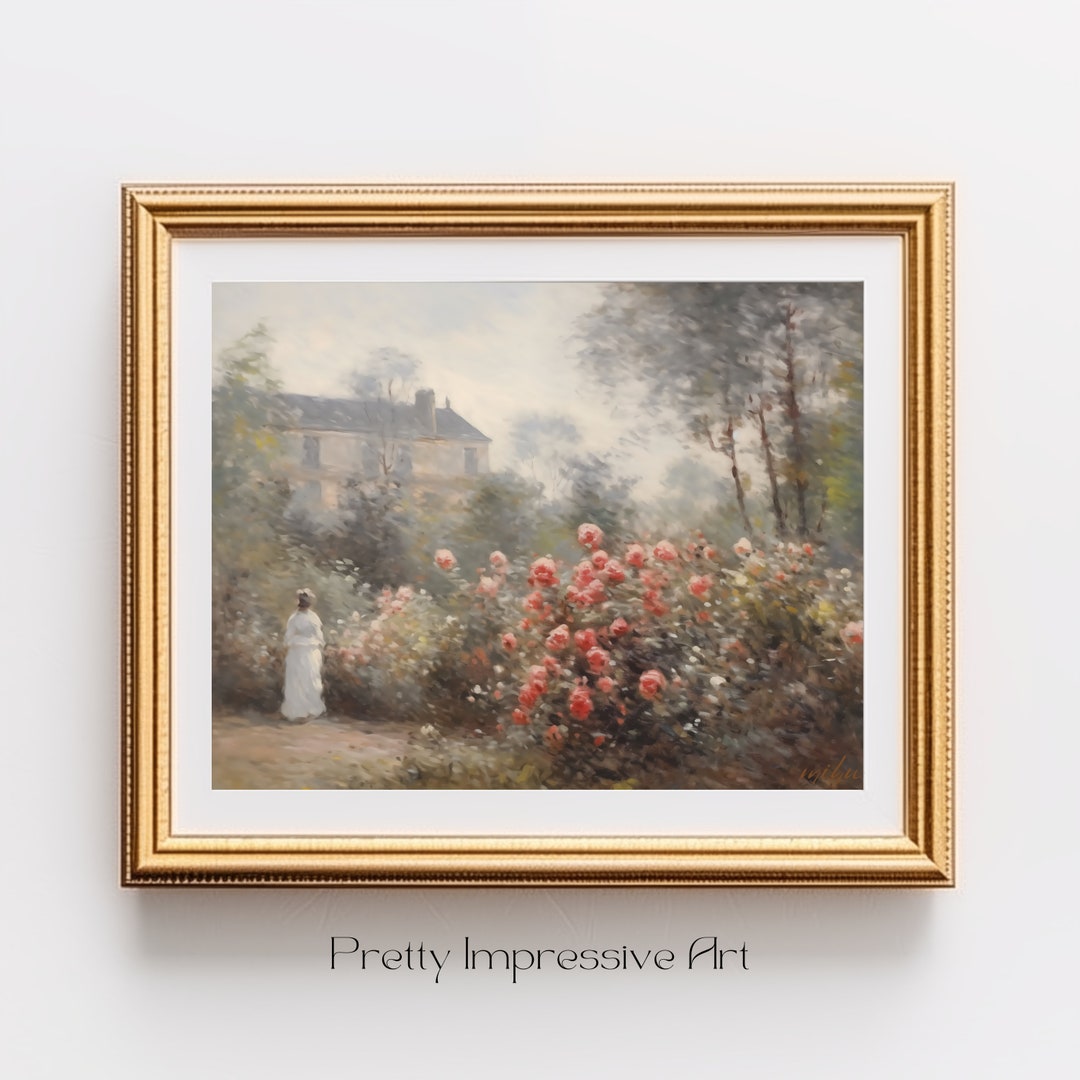 Cottage Core, Landscape Oil Paint, Muted Tonal Art, Cottage Printable ...