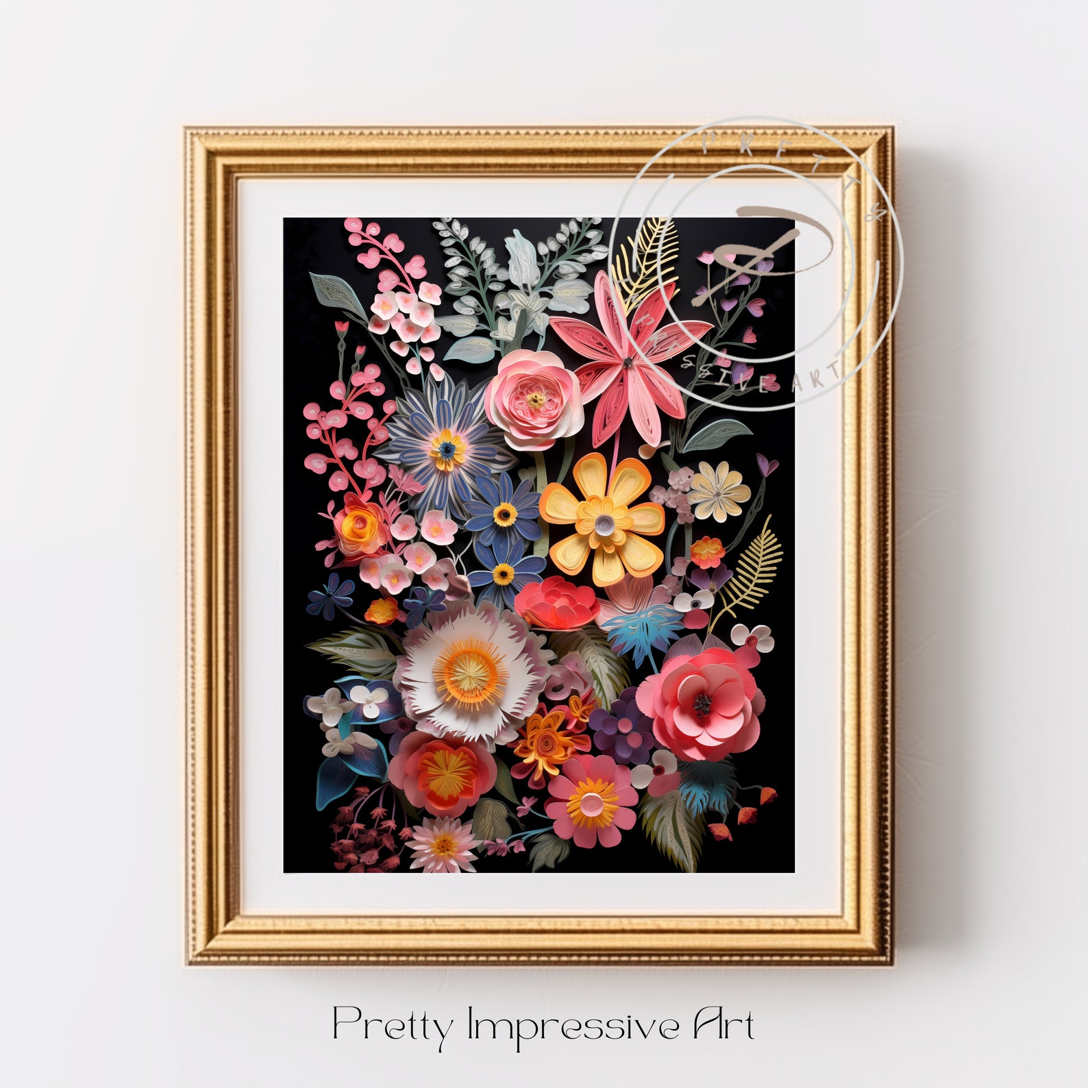 3d Paper Flowers Print, Botanical Art, Paper Floral Painting, Flower ...