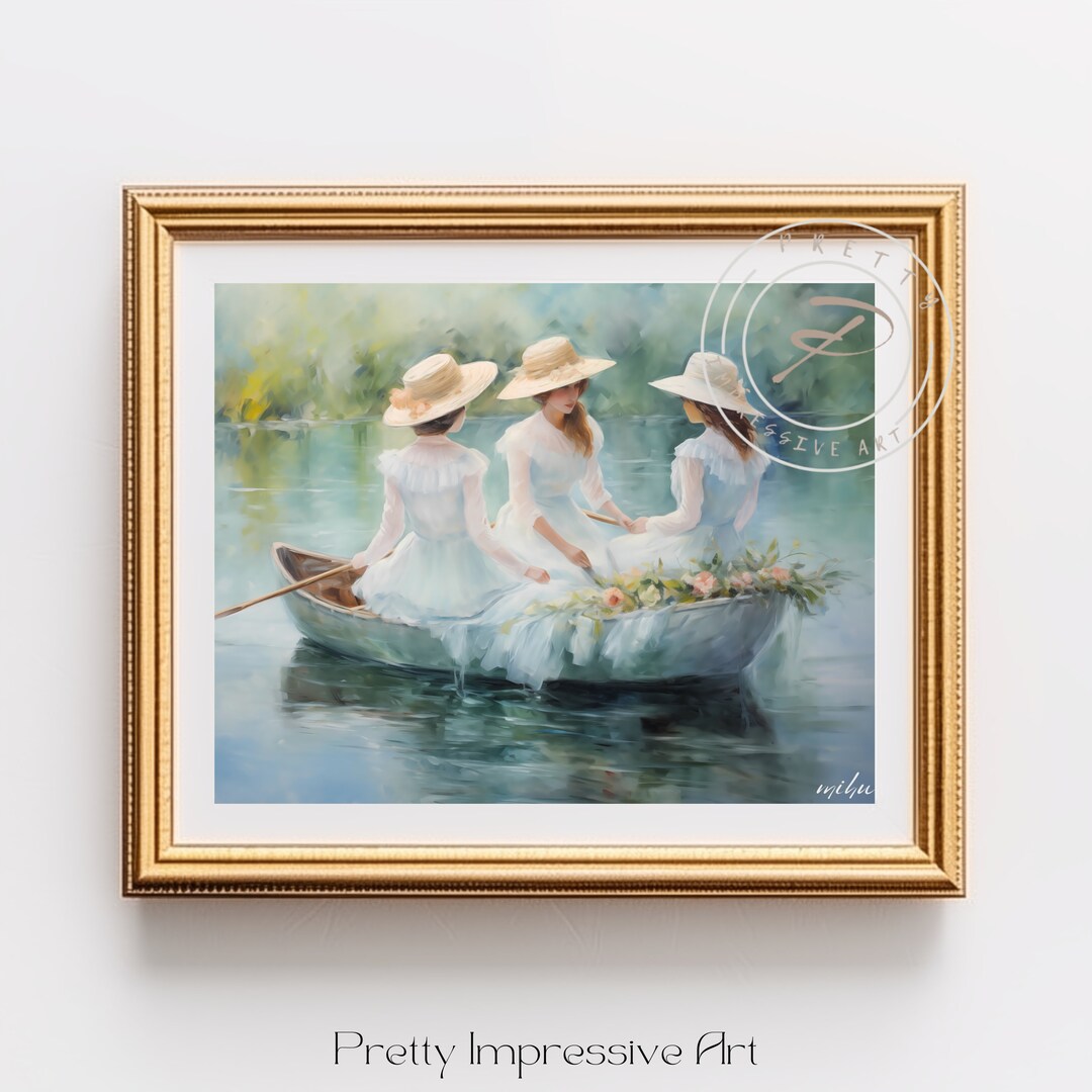Claude Monet in the Norwegian Boat at Giverny, Monet Inspired, Light ...