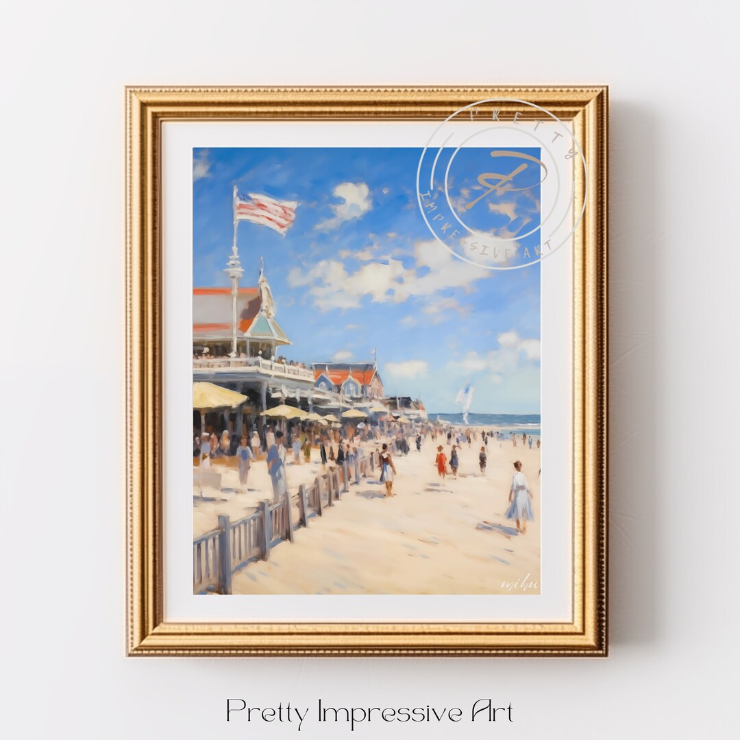 Monet World Inspired- Trouville, Beach Broadwalk, Seascape, Muted Beach ...