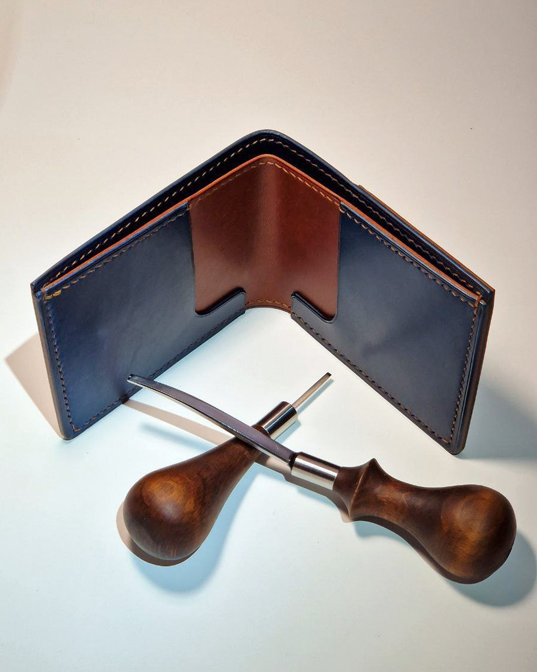 Two-tone Wallet Bifold. Genuine Leather. Wallet for a Gift. Leather ...