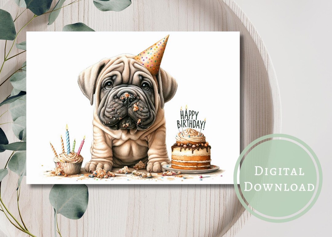Cane Corso Puppy Birthday Card Printable Digital Download Greeting Gift ...