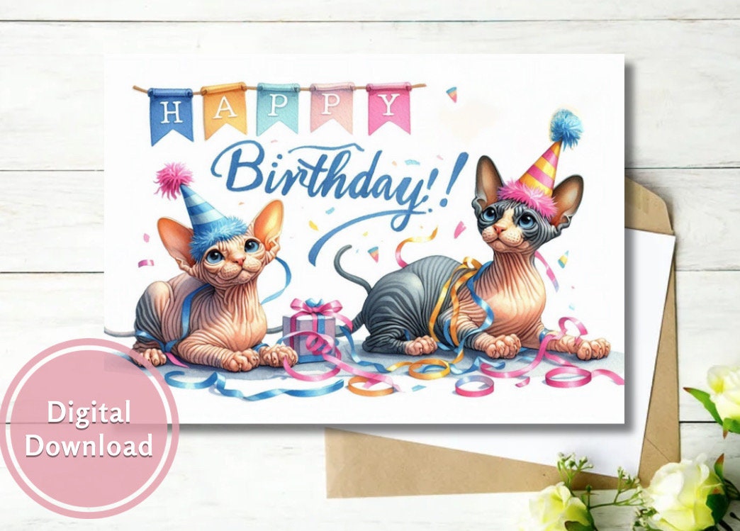 Silly Sphynx Birthday Card Printable Digital Download Greeting Gift for ...