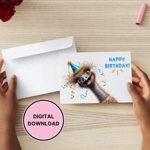 Hilarious Emu Birthday Card Printable Digital Download Greeting Gift ...