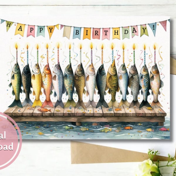 Fish Birthday Card - Etsy