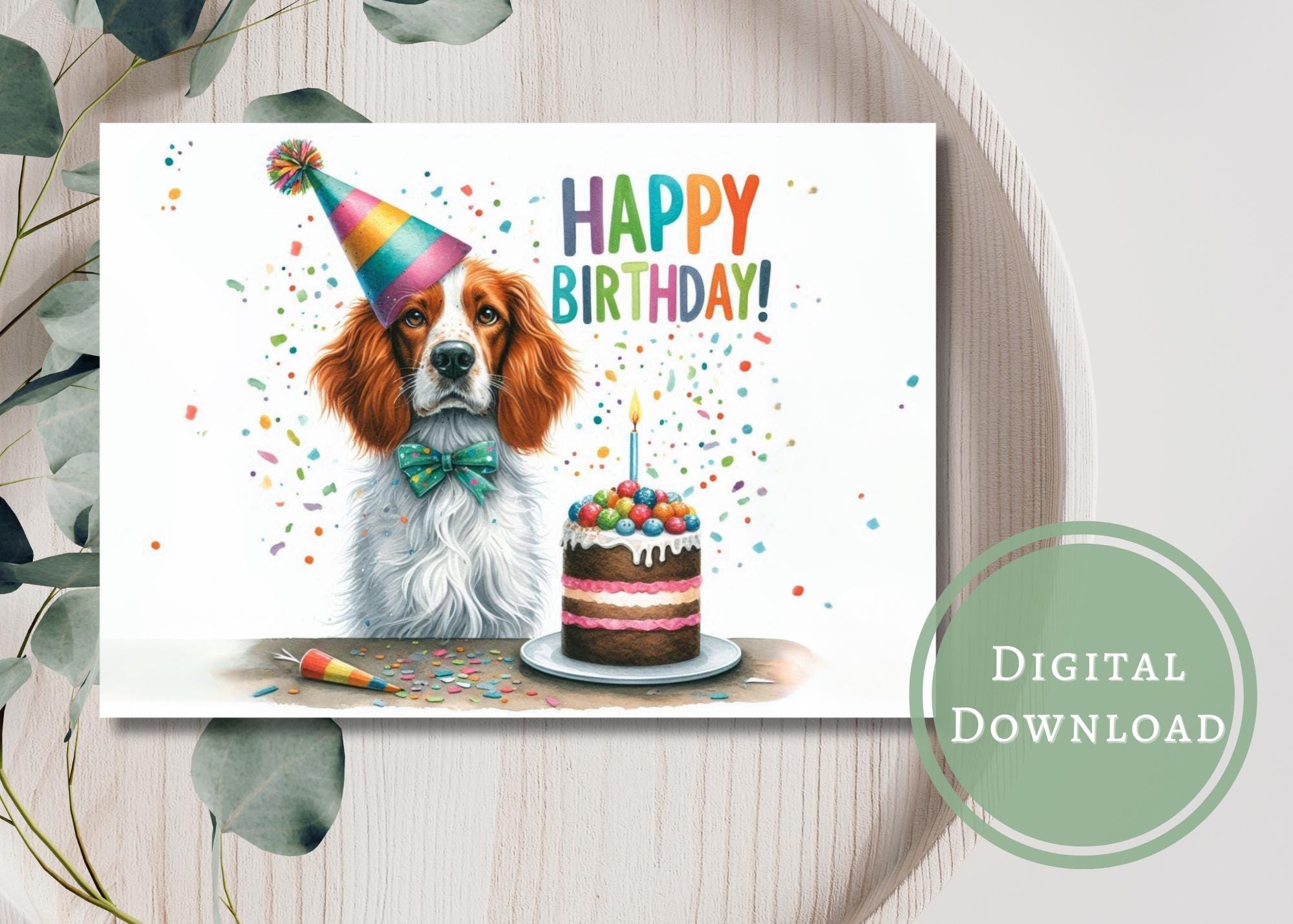 Brittany Spaniel Birthday Card Printable Digital Download Instant ...