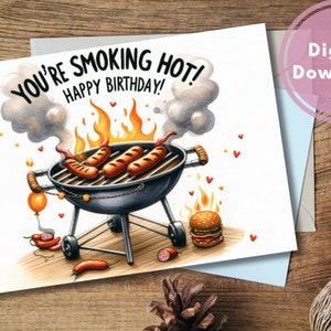 Funny BBQ Birthday Card Printable Digital Download Greeting Gift for ...