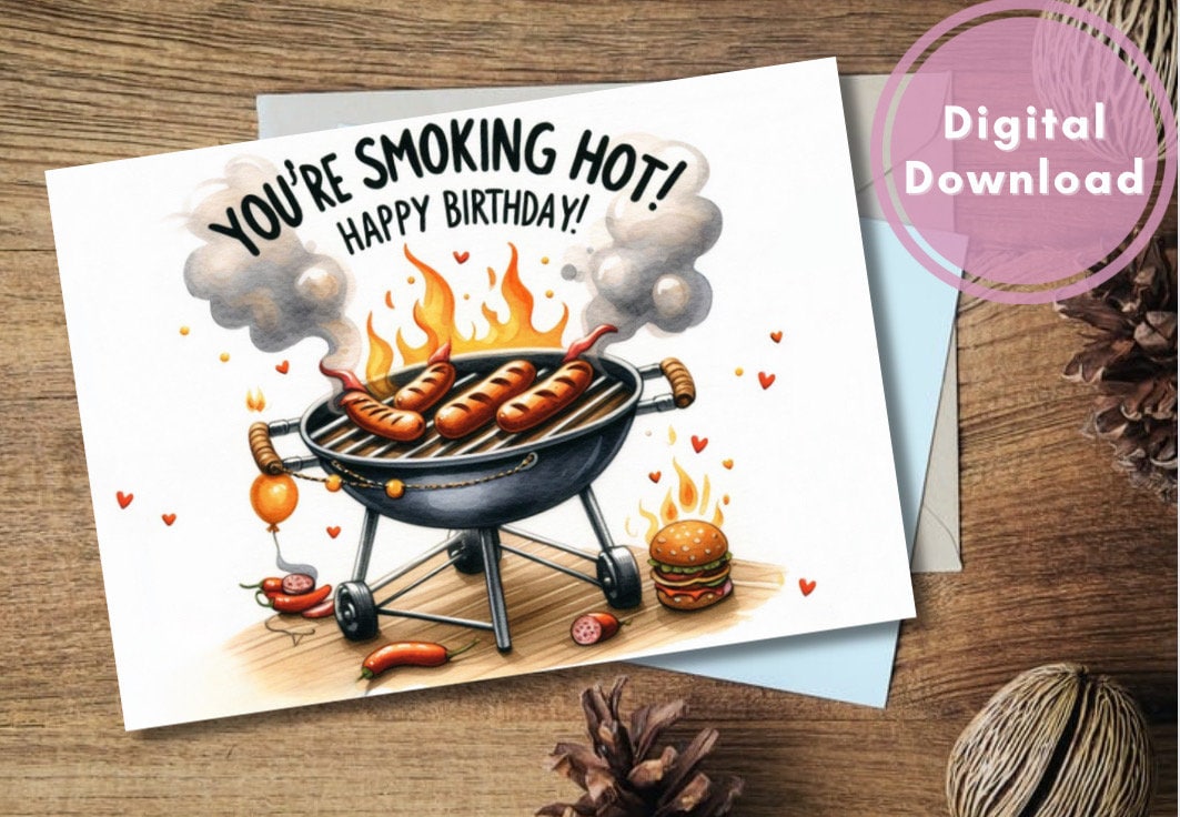 Funny BBQ Birthday Card Printable Digital Download Greeting Gift for ...