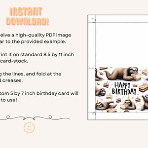 Funny Sloth Birthday Card Printable Digital Download Greeting Cute Gift ...