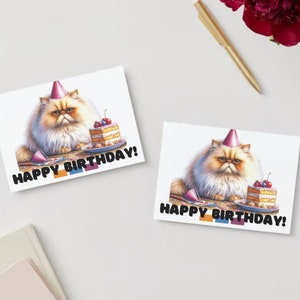 Angry Cat Birthday Card Funny Digital Download Greeting Gift for Cat ...