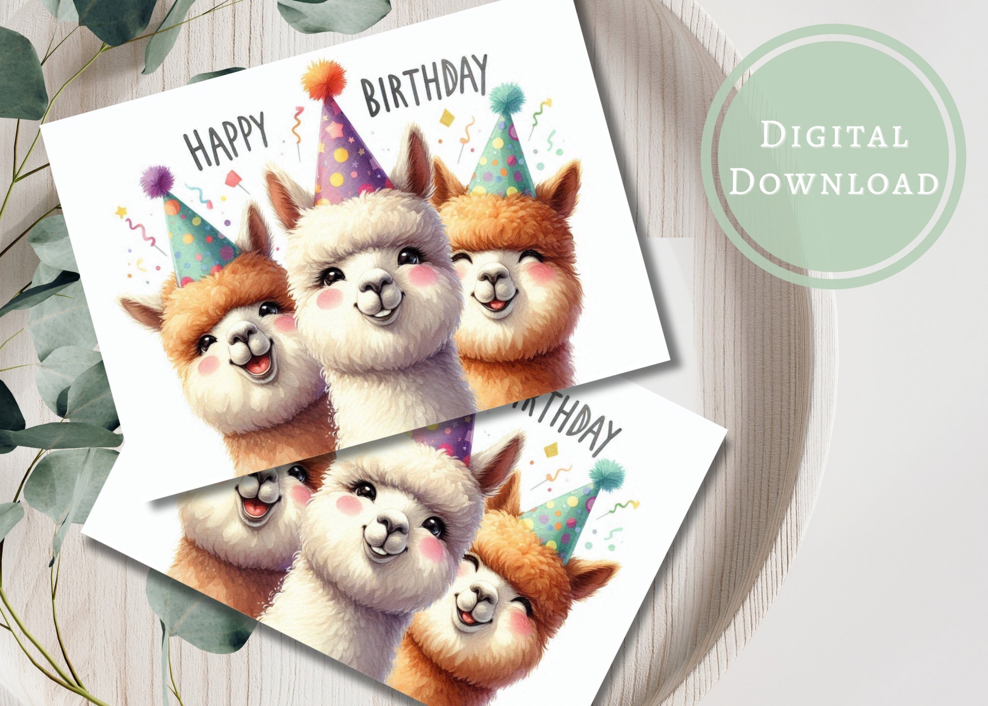Alpaca Birthday Card Printable Digital Download Greeting Gift for ...