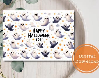 Printable Love Boo Ghost Card, Halloween Greeting Card, Ghost With ...