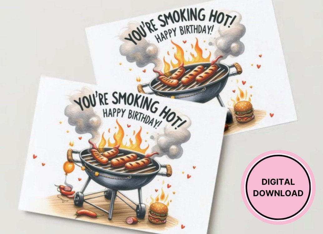 Funny BBQ Birthday Card Printable Digital Download Greeting Gift for ...