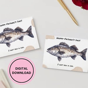 Funny Cod Fathers Day Card Printable Digital Download Greeting Gift for ...