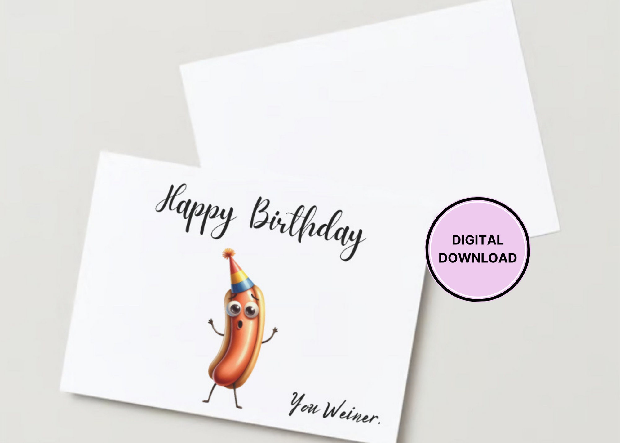 Funny Hotdog Birthday Card: Humorous Weiner Design (digital Download ...