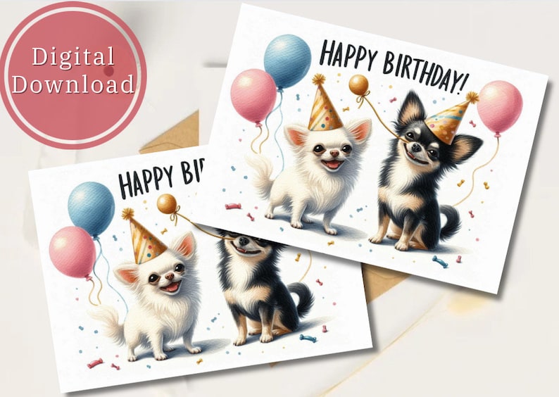 Silly Chihuahua Birthday Card Printable Digital Download Greeting Gift ...
