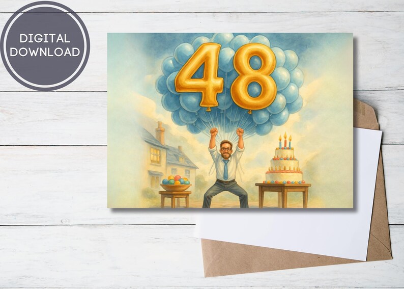 48th Birthday Card Printable Digital Download Funny Greeting Gift for ...