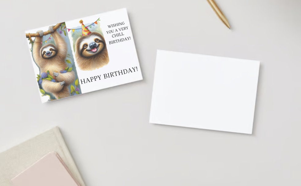 Sloth Birthday Card Digital Download Sloth Greeting Card Cute Sloth ...