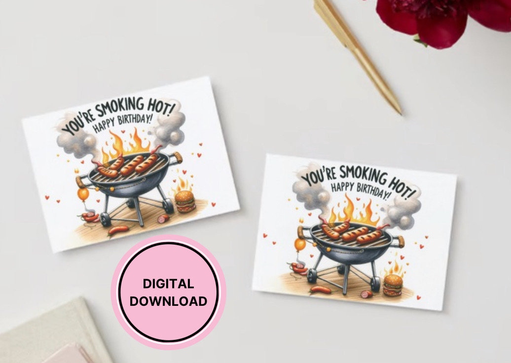 Funny BBQ Birthday Card Printable Digital Download Greeting Gift for ...