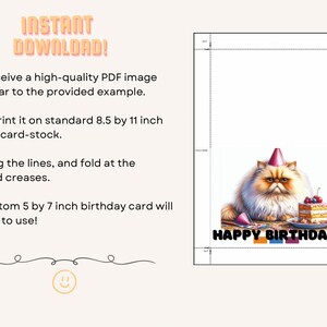 Angry Cat Birthday Card Funny Digital Download Greeting Gift for Cat ...