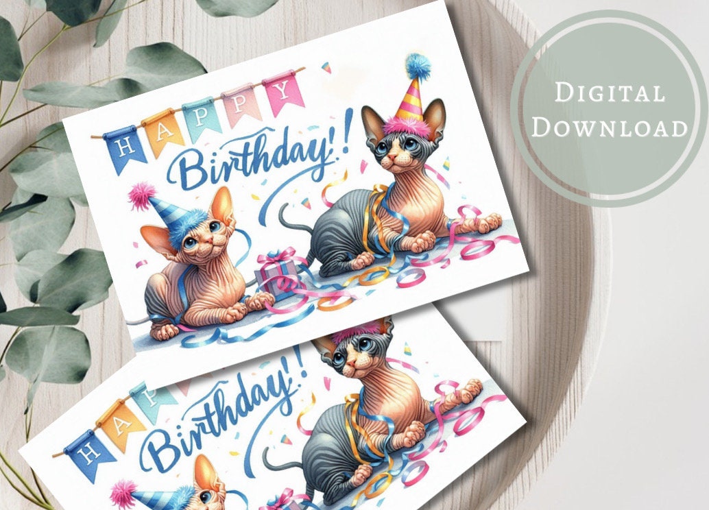 Silly Sphynx Birthday Card Printable Digital Download Greeting Gift for ...