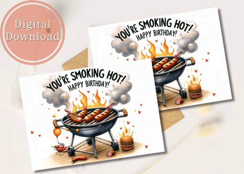 Funny BBQ Birthday Card Printable Digital Download Greeting Gift for ...