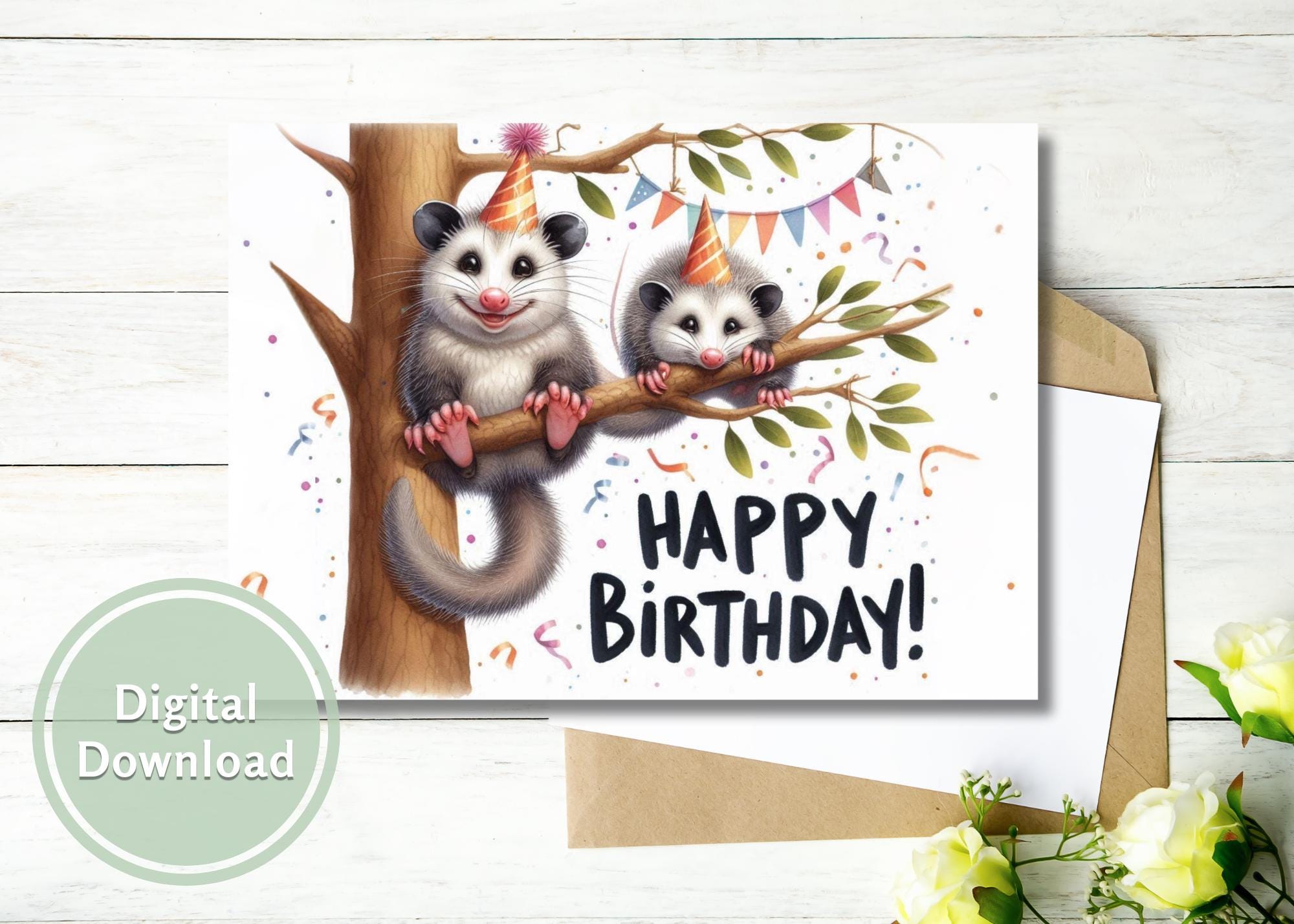 Funny Possum Birthday Card Printable Digital Download Greeting Card for ...