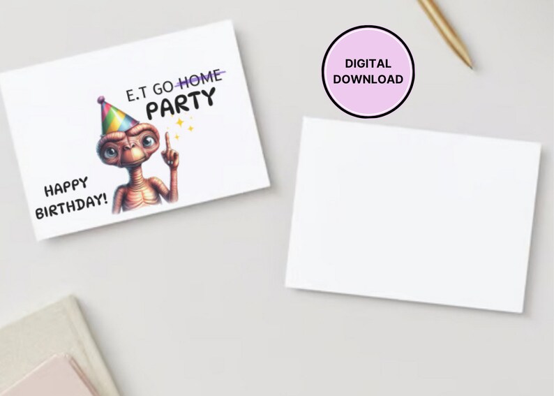 Digital Download ET Birthday Card Funny Greeting Card Walt Disney Movie ...