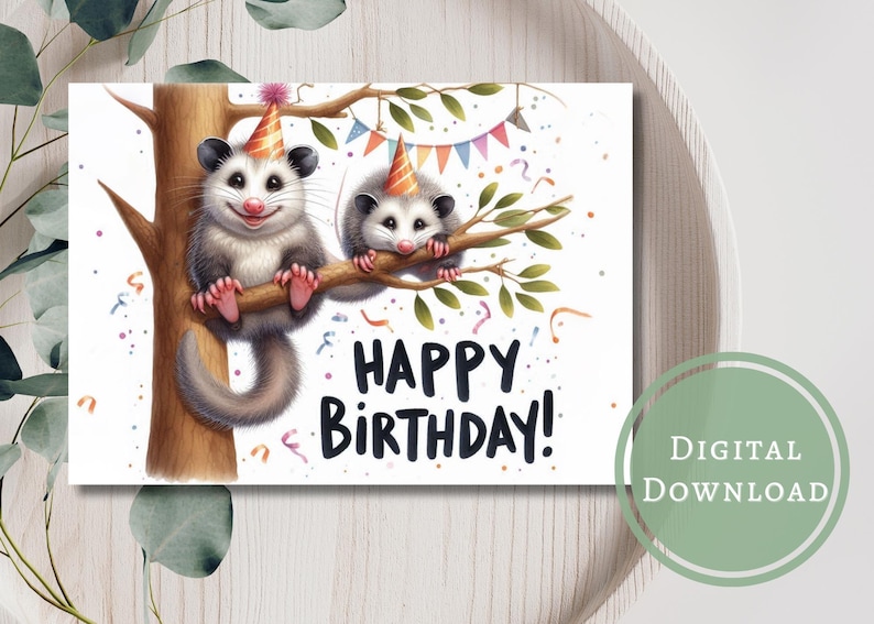 Funny Possum Birthday Card Printable Digital Download Greeting Card for ...