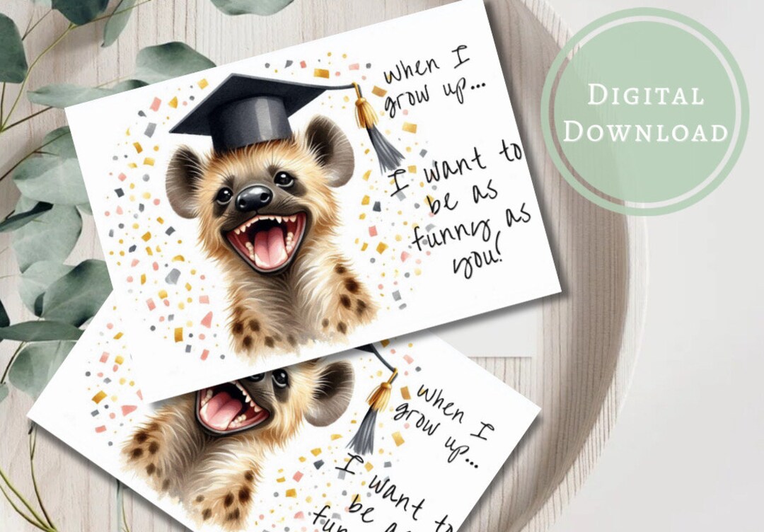 Funny Hyena Card Printable Digital Download Greeting Gift for Animal ...