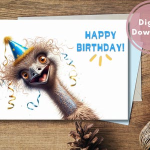 Hilarious Emu Birthday Card Printable Digital Download Greeting Gift ...