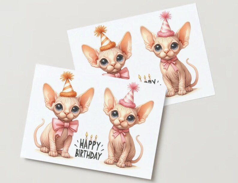 Sphynx Birthday Card Printable Funny Cat Digital Download Greeting for ...