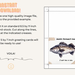 Funny Cod Fathers Day Card Printable Digital Download Greeting Gift for ...