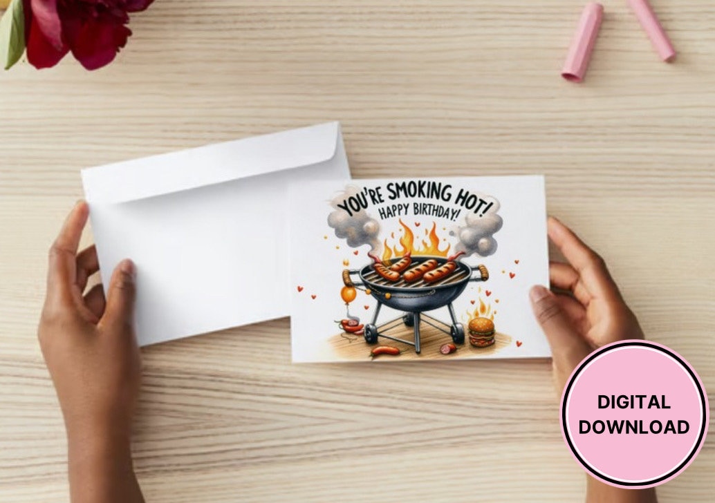 Funny BBQ Birthday Card Printable Digital Download Greeting Gift for ...