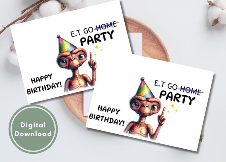 Funny ET Birthday Card Disney Movie Inspired Printable Digital Download ...