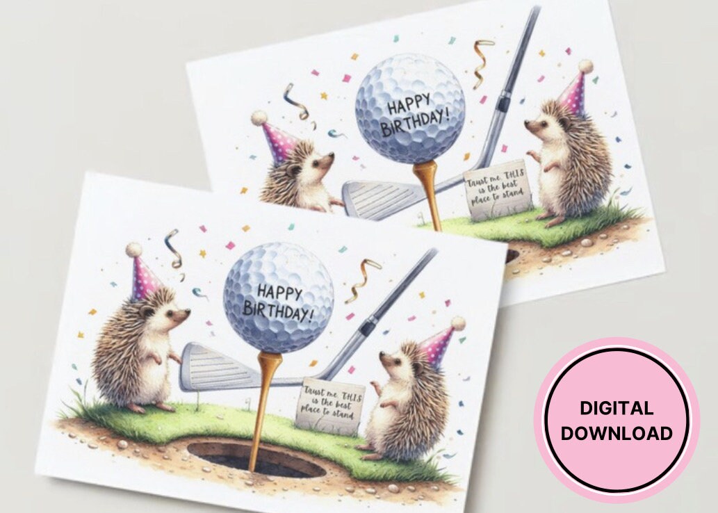 Funny Golf Birthday Card Cute Printable Digital Download Greeting Gift ...