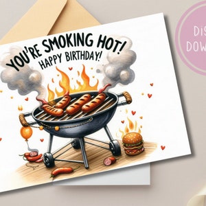 Funny BBQ Birthday Card Printable Digital Download Greeting Gift for ...
