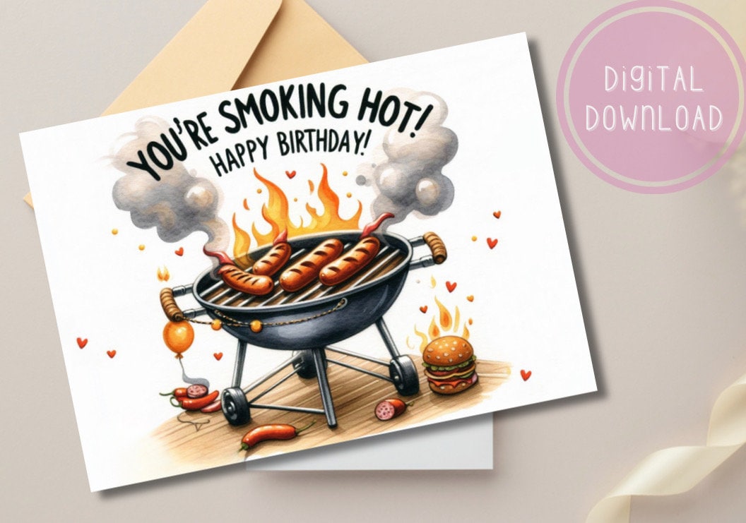 Funny BBQ Birthday Card Printable Digital Download Greeting Gift for ...