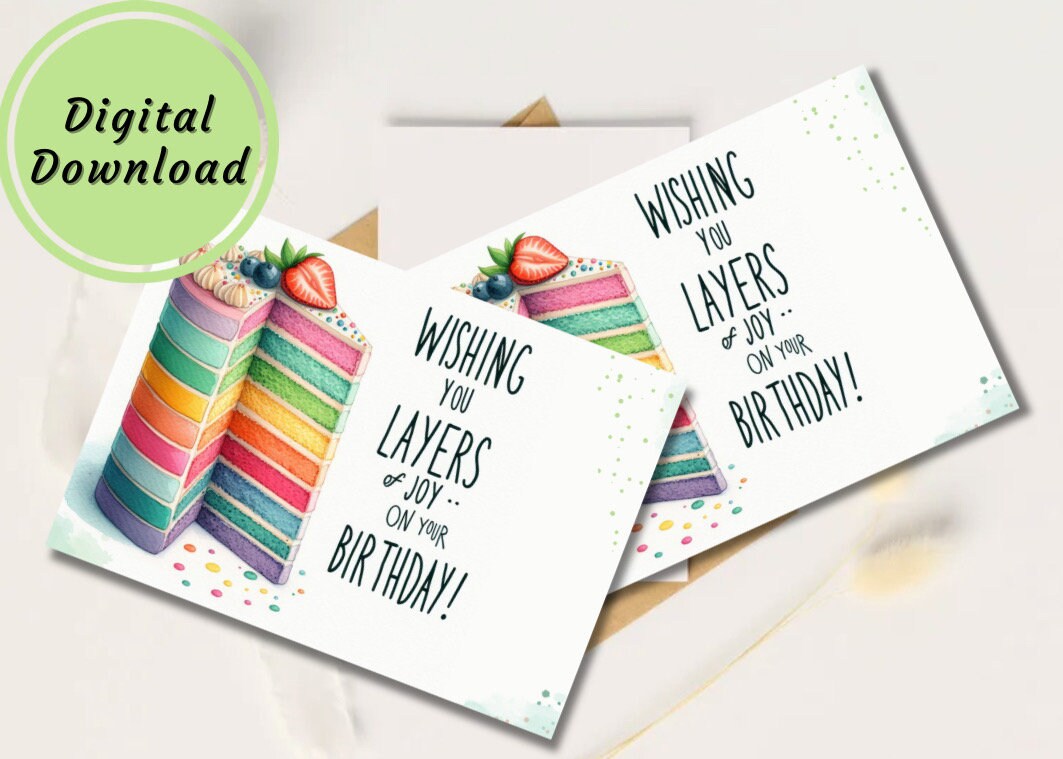 Funny Birthday Card Printable Cake Digital Download Greeting Cards Gift ...