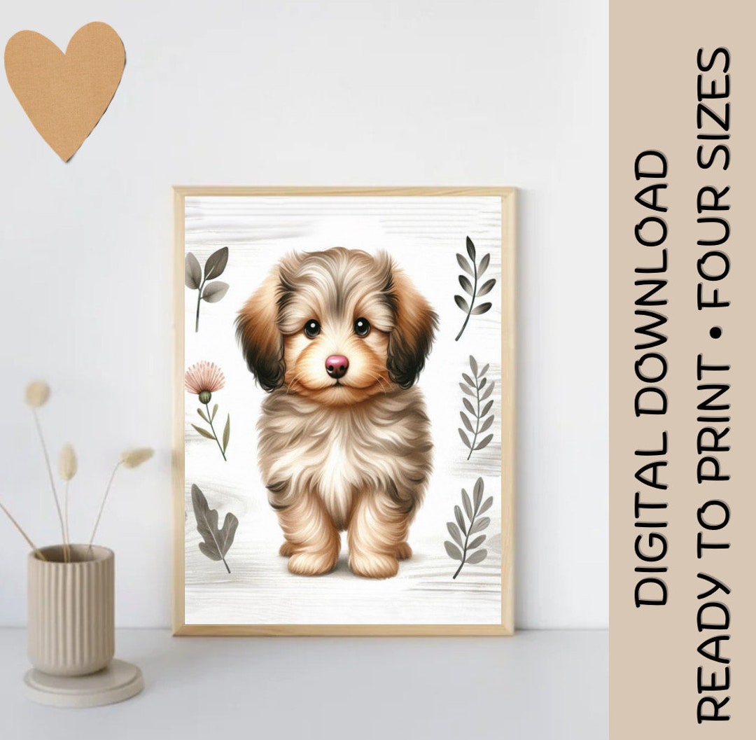 Cute Puppy Poster Printable Digital Download Nursery Wall Art for Dog ...