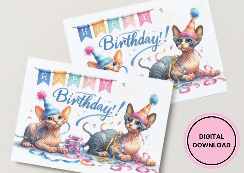 Silly Sphynx Birthday Card Printable Digital Download Greeting Gift for ...