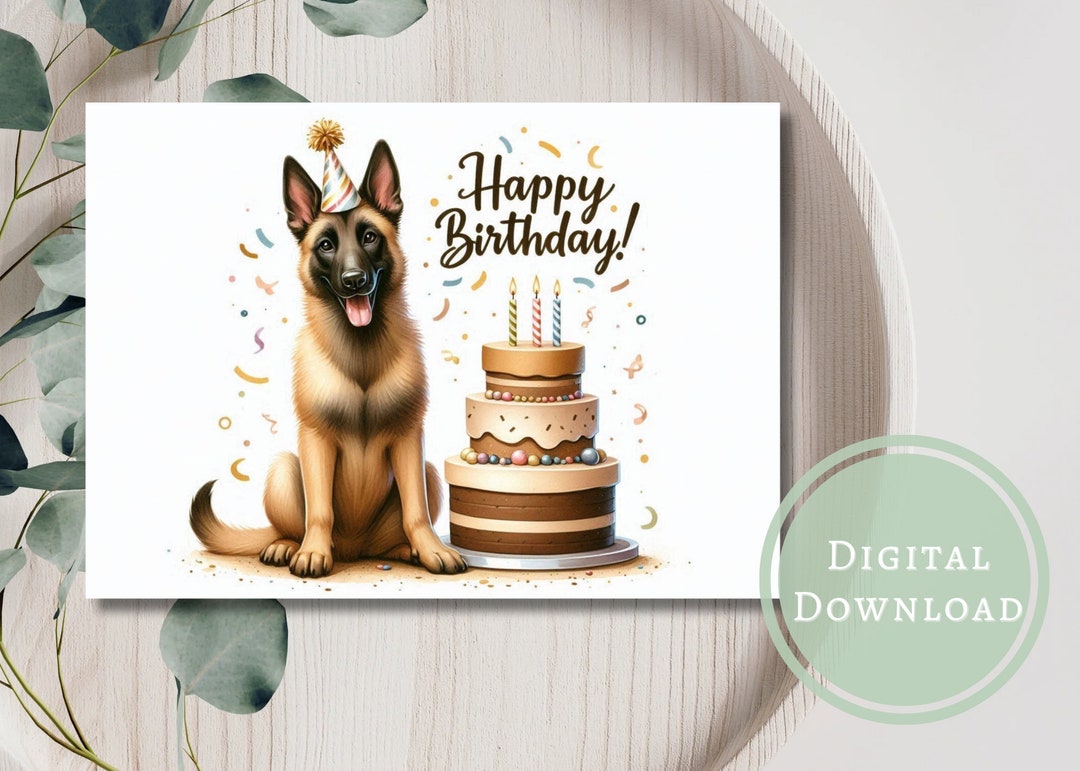 Belgian Malinois Birthday Card - Instant Digital Download Printable ...