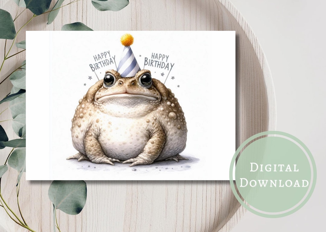 Toad Birthday Card Printable Digital Download Greeting Gift for Animal ...