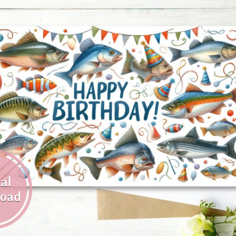 Fish Birthday Card - Etsy