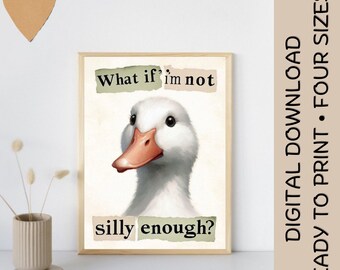 Silly Goose Wall Art, Cute Goose Poster, Funny Art Print, Funny Wall ...
