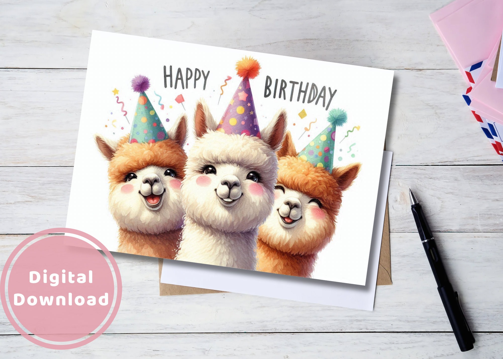 Alpaca Birthday Card Printable Digital Download Greeting Gift for ...