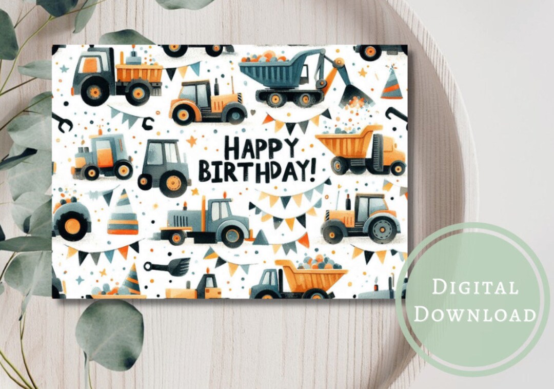 Builder Birthday Card Fun Printable Digital Download Greeting Gift for ...