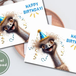 Hilarious Emu Birthday Card Printable Digital Download Greeting Gift ...